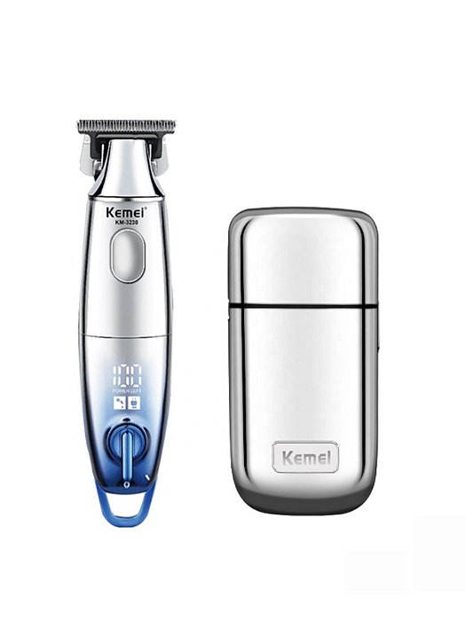 Maquina de Acabamento Kemei Prof. km 3230 + Shaver km Tx1 Prata - Hai Brasil