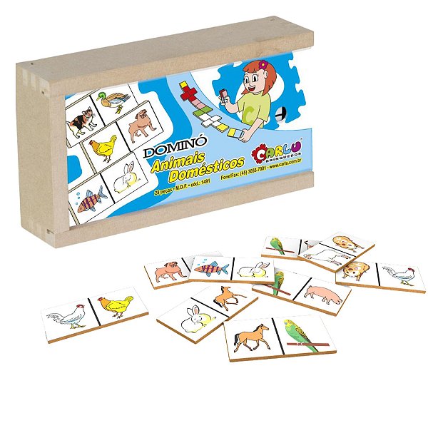 Jogo de Dominó Animais Domésticos - Carlu | Alternativa Brinquedos ...
