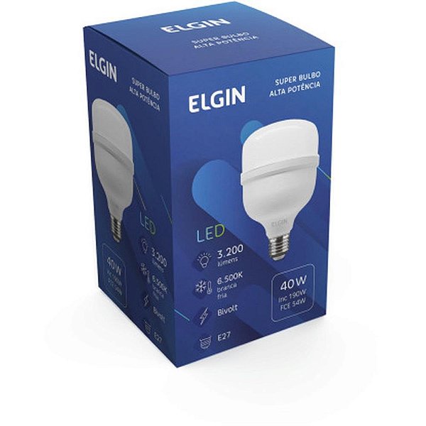 Lampada led bulbo t 40w bivolt 6500k - Elgin (unidade) - Papelaria Toledo
