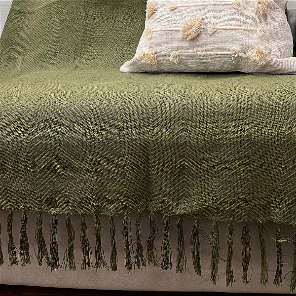 Manta Decorativa Artesanal Frade Verde 1,20 x 1,80 - Cantu Decor ...
