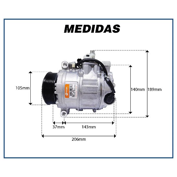 COMPRESSOR SPRINTER 415 515 311 LADO ESQUERDO C180 C200 7PK - Surplus Air