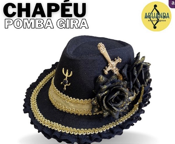 Chapéu de Pomba Gira Preto e Dourado - Aruanda Artigos Religiosos Chapéu de Pomba Gira Preto e Dourado - Aruanda Artigos Religiosos