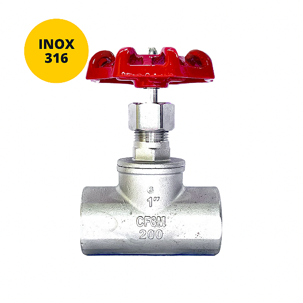 Válvula Globo Agulha 1" BSP Aço Inox 316 - Hambor Válvulas Industriais