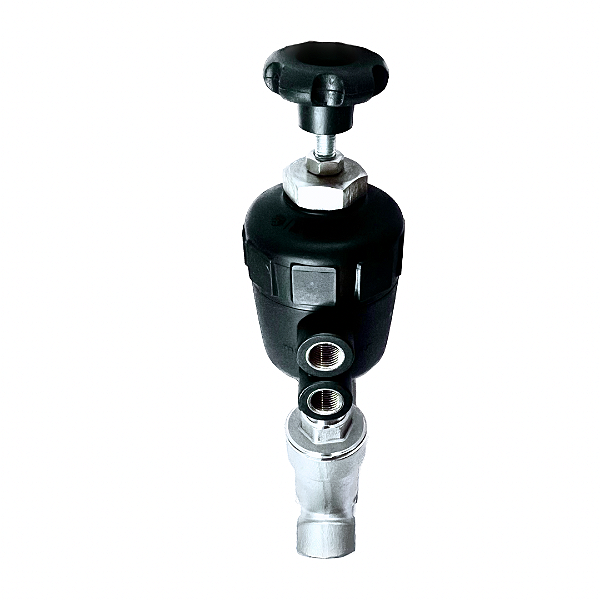 Válvula Pneumática Angular 3/4" NF Aço Inox 316 com Regulagem - Hambor ...