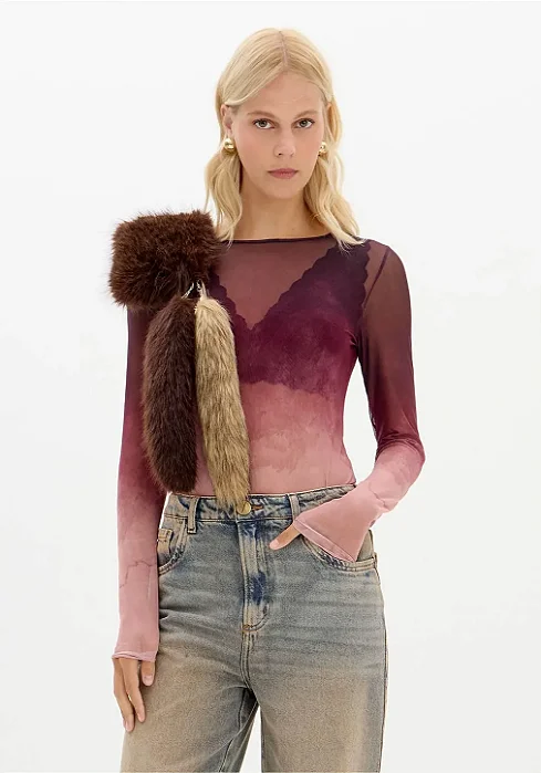 BLUSA TULE ML ESTAMPADA LANÇA PERFUME - Loja Danusa
