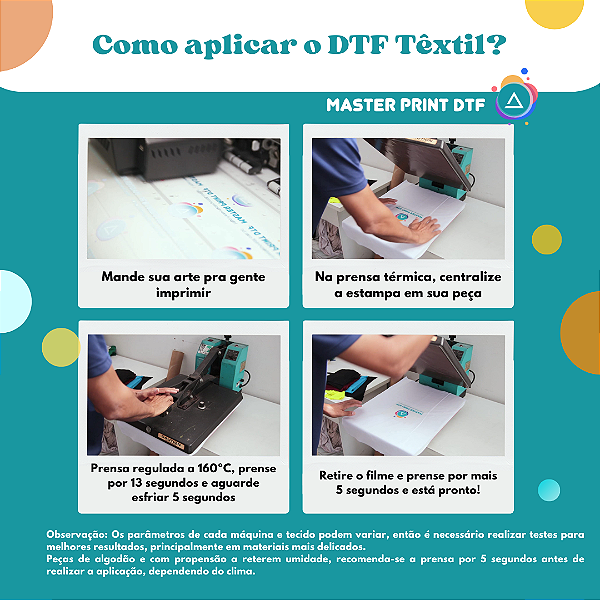 Impressão DTF A4 - Com Sua Arte - QUALQUER TECIDO - Master Print DTF
