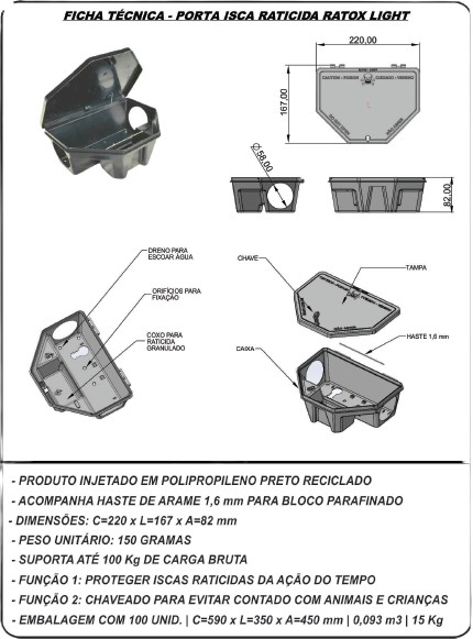caixinha para veneno de rato, caixa para veneno de rato - Telhas e Cia ...