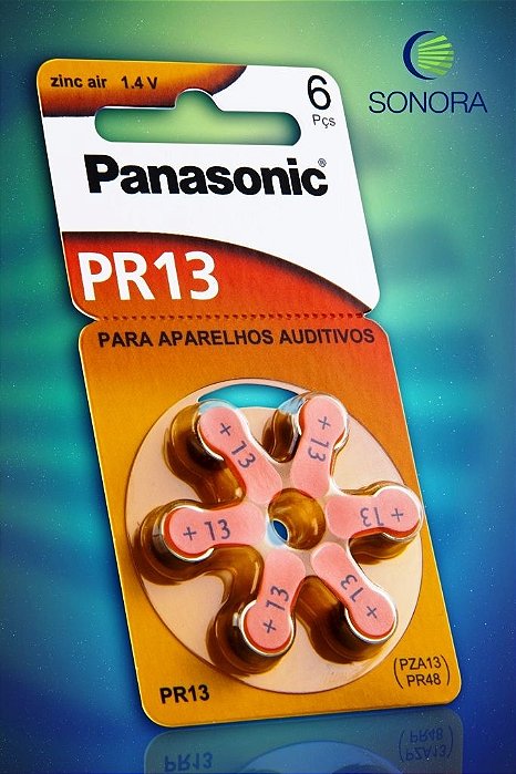 Panasonic PR13 / PR48 - 10 Cartelas - 60 Baterias para Aparelho Auditivo - SONORAWEB PJ