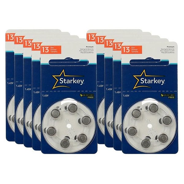 Starkey S13 / PR48 - 10 Cartelas - 60 Baterias para Aparelho Auditivo - SONORAWEB PJ