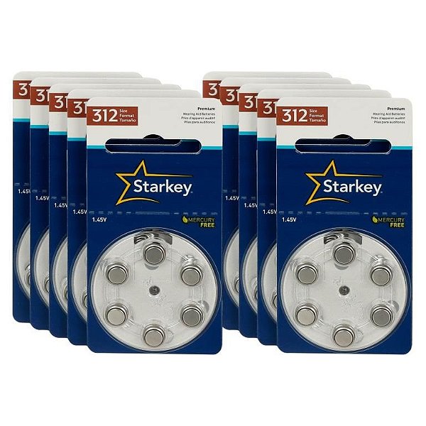 Starkey S312 / PR41 - 10 Cartelas - 60 Baterias para Aparelho Auditivo - SONORAWEB PJ