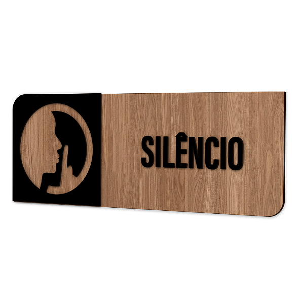 Placa de Sinalização Indicativa - Silêncio - Lumina Decor