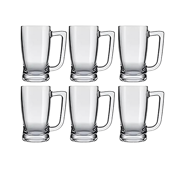Jogo de 6 Canecas de Chopp 340ml Vidro Safira - Gogupo Distribuidora, Seu Parceiro no Atacado