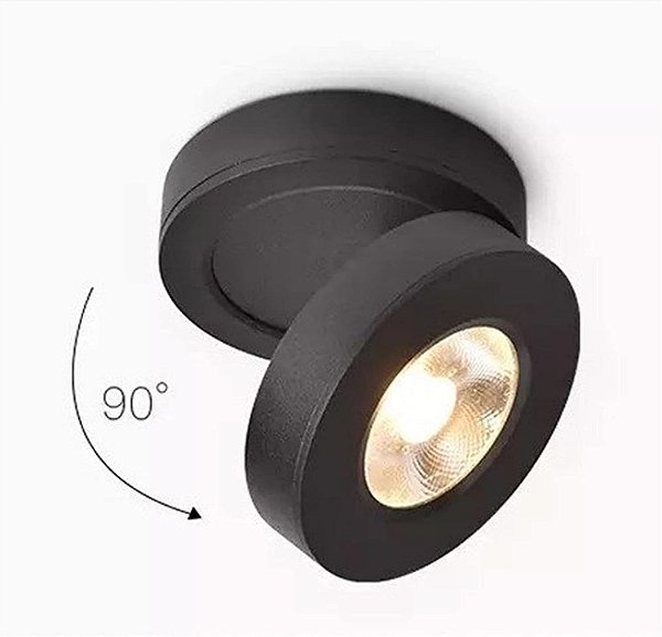 Lâmpada SPOT LED Downlight De Teto Parede Redondo Preto 7w Dobrável Br ...