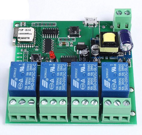 Módulo Relé WiFi 4 Canais Wi-Fi - 110v/220V | 06x sem juros ...