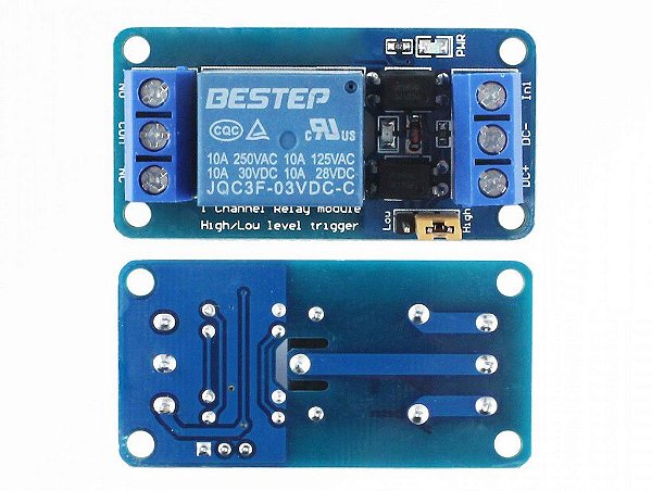 Módulo Relé 1 Canal 3V 10A com Borne KRE para ESP32 - Eletrogate - 12 anos!