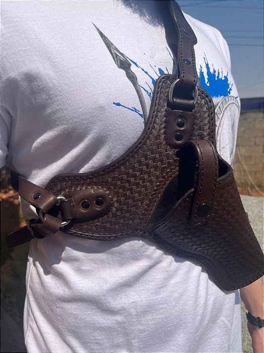 Coldre Peitoral em Couro Entalhado - CT Coldres - Airsoft, Pistolas ...