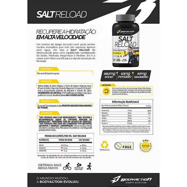 Salt Reload - 30 Cápsulas - BodyAction - FITFIELD