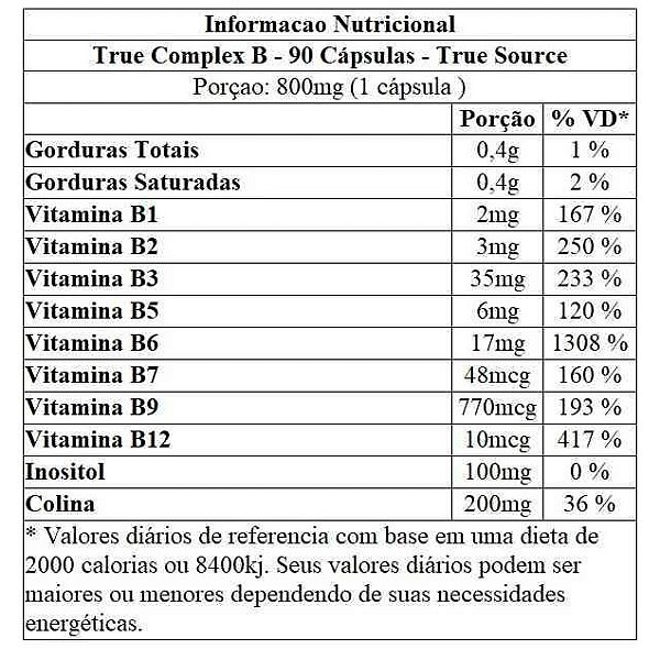 True Complex B - 90 cápsulas - True Source - FITFIELD