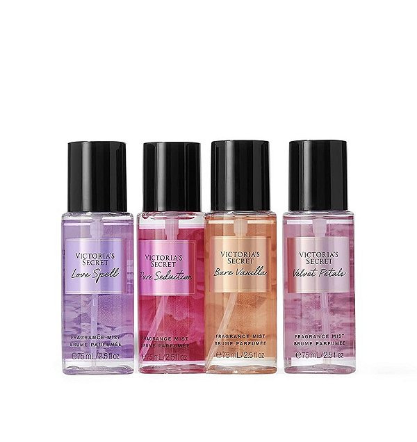 Kit com 4 Mini Splash 75ml Cada - The best of mist Victoria's Secret - Cami Perfumaria