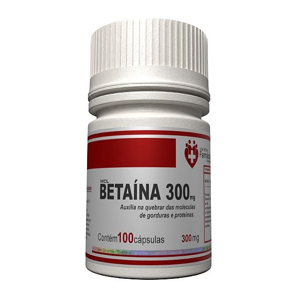 Betaína HCL 300mg 100 Cápsulas - Metabolismo alimentar - FarmáciaSaúde ...