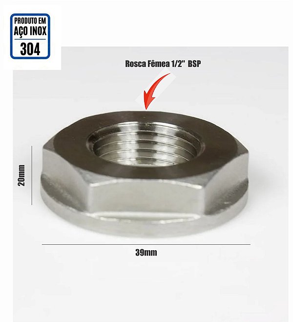 Flange inox 304 de 1/2″ NPS - Craft Beer Brew Shop cerveja artesanal
