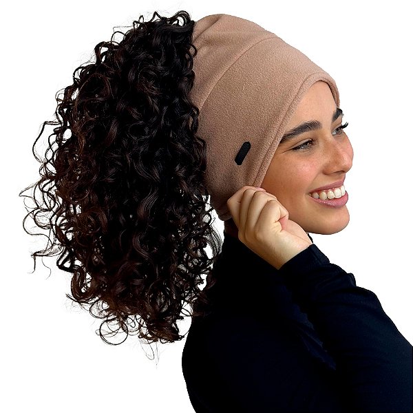 Touca de Inverno 3 em 1 com Cetim - Caramelo - Super Cacheada - Super ...