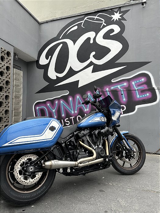 Escapamento 2X1 em inox Dynamite Crew X Carbox para NEWSOFTAIL - Dynamite Crew