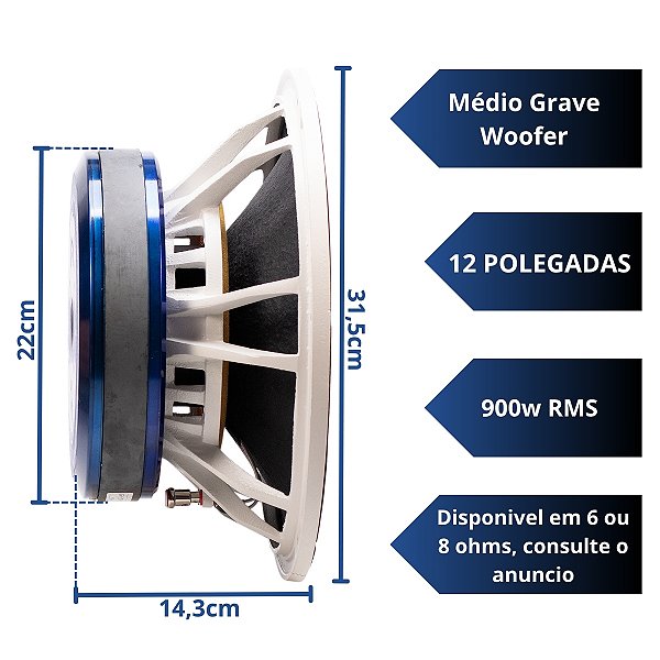 Alto Falante QVS 12 Polegadas 900rms 12 75VPK Médio Grave - QVS