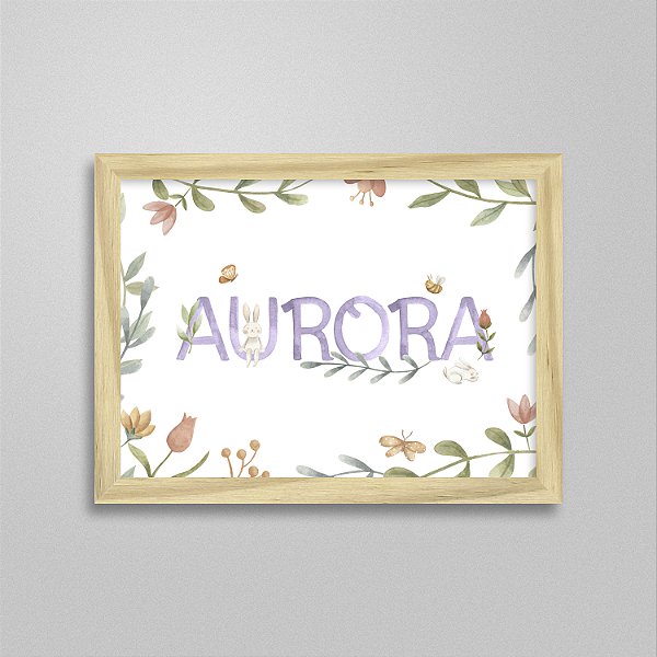 Quadro Personalizado com nome Aurora - Decor Quadros - Bebê e Infantil