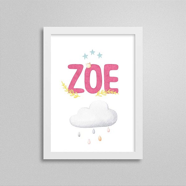 Quadro personalizado com nome Zoe - Decor Quadros - Bebê e Infantil