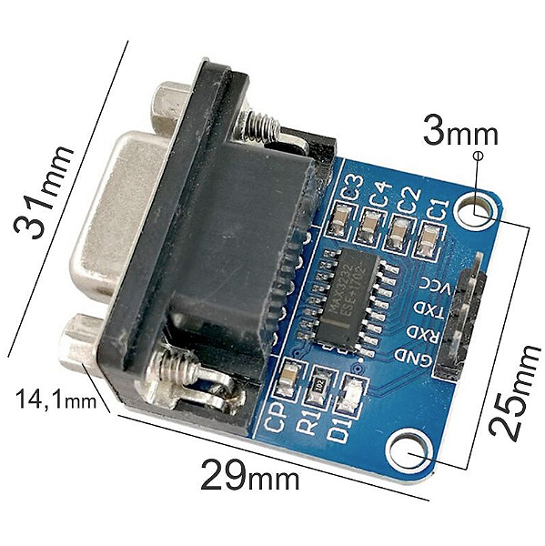 Conversor RS232 Para TTL MAX3232 com DB9 - ARDUCORE - Robótica Educacional arduino