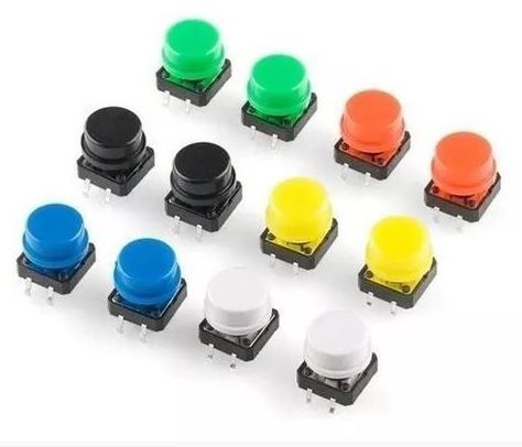 KIT PUSH BUTTON COM CAPAS COLORIDAS X50 - ARDUCORE - Robótica ...