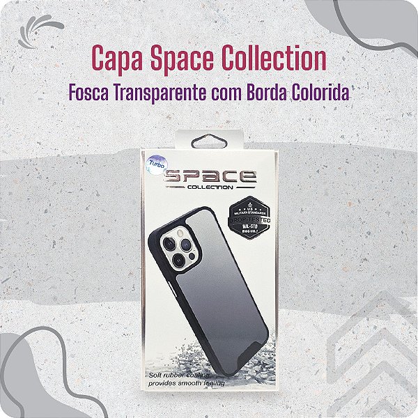 Capa Clear Case Space Collection Fosca com Bordas Coloridas - Fornecedor Atacado