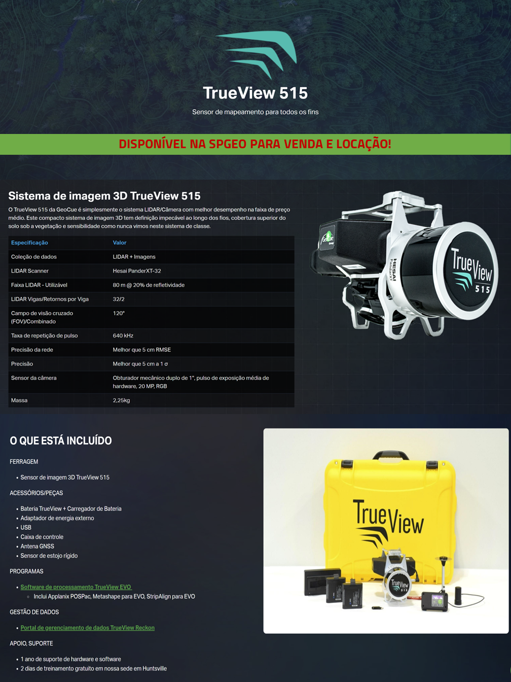 GeoCue TrueView 515 Lidar para Drones com Câmera Integrada - SPGeo