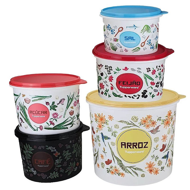 Kit Tupperware Caixa Mantimentos 5 peças Varias Cores - Comprar ...