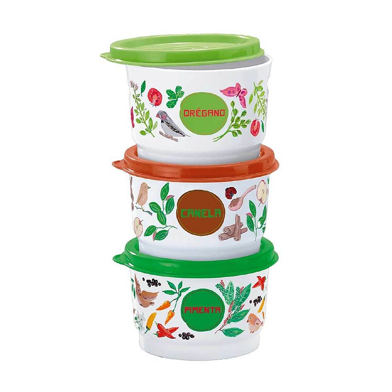 Kit Tupperware Potinhos Tempero Floral 3 peças - Comprar Tupperware ...