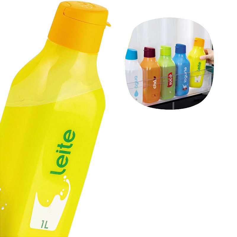 Garrafa Tupperware Eco Tupper Quadrada Plus 1 litro Leite Colecionável ...