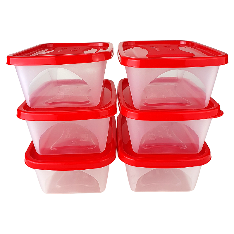 Conjunto de Potes Retangular 750ml Vermelho 6 Peças - Comprar ...