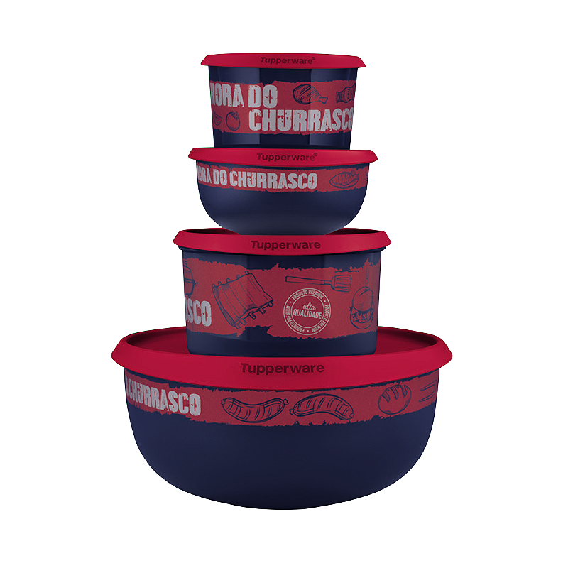 Kit Tupperware Hora do Churrasco Azul e Vermelho 4 peças - Comprar ...