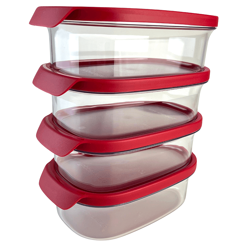 Kit Tupperware Ultra Clear Oval 500ml Transparente e Vermelho 4 peças ...