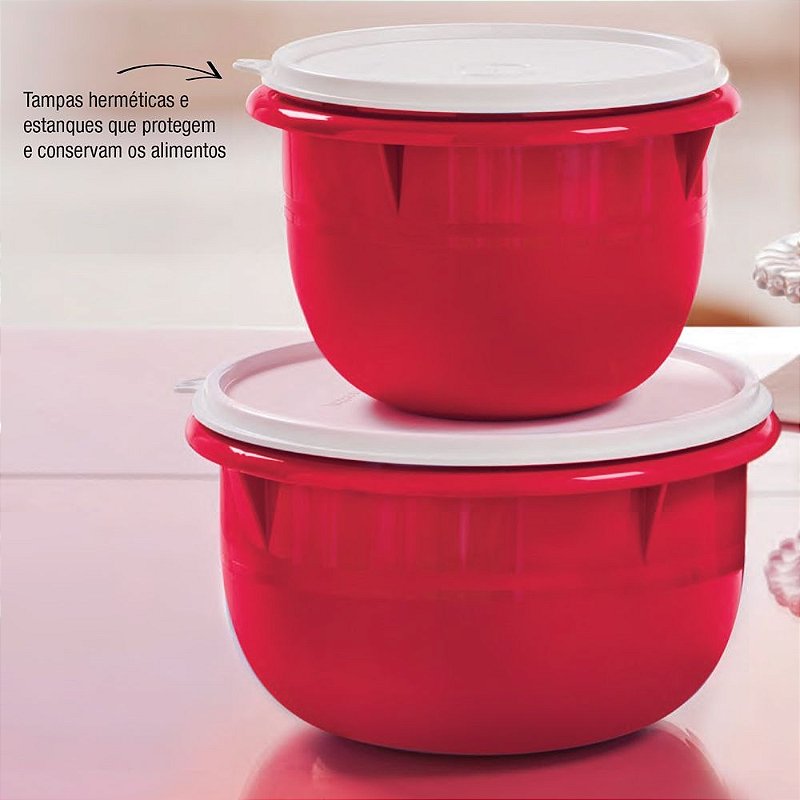 Tupperware Kit Tigela Batedeira Média 2L e Pequena 1L Vermelha 2 Peças ...