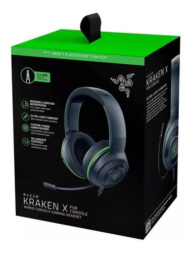 Headset Razer Kraken X For Console P3 Black Green