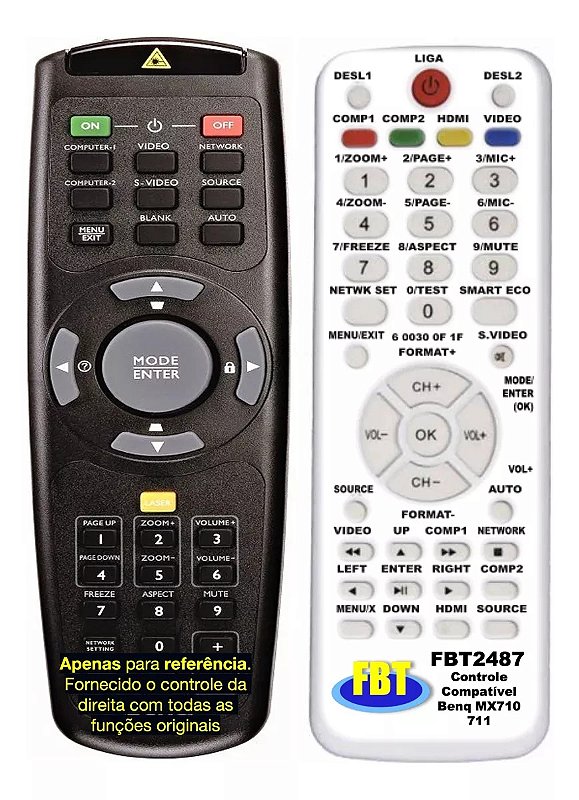 Controle Compatível Projetor BENQ MX710 MX711 FBT2487 - FBT CONTROLE REMOTO