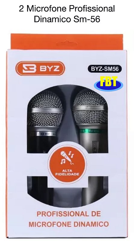 2 Microfone Profissional Dinamico Sm-56 FBT50003 - FBT CONTROLE REMOTO