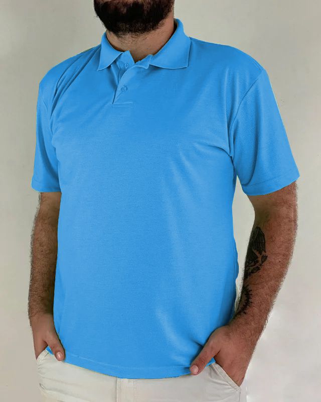 Camiseta Polo Azul Celeste, Poliviscose - Fábrica de Camisetas Em ...