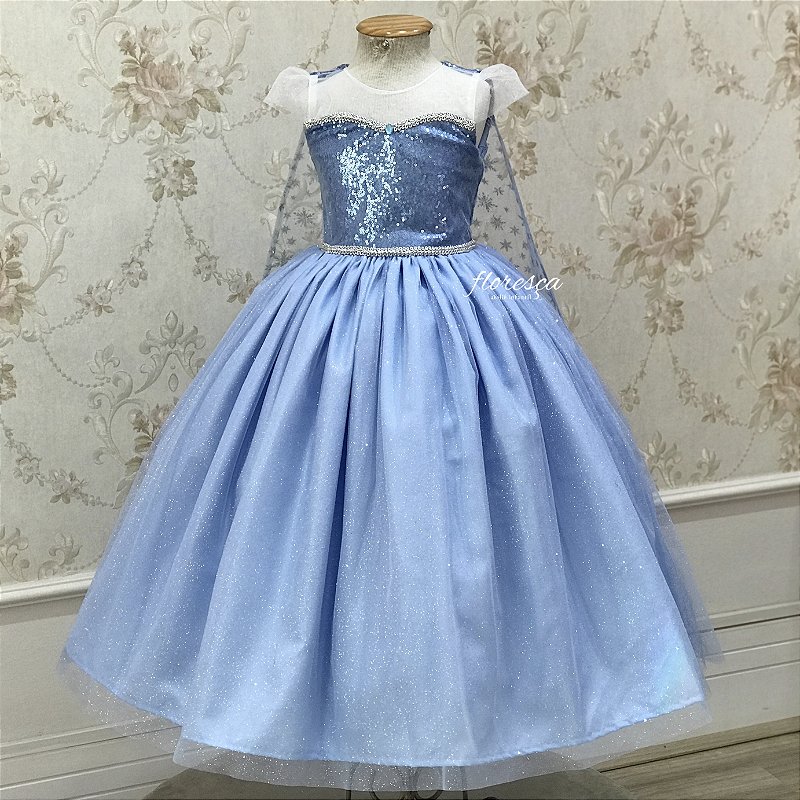 Vestido Infantil Princesa Elsa - Frozen - Floresça Ateliê Infantil