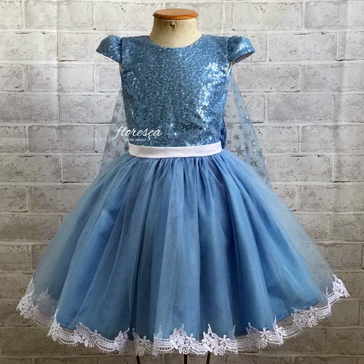 Vestido Infantil Princesa Elsa Paetê - Frozen | Floresça Ateliê ...