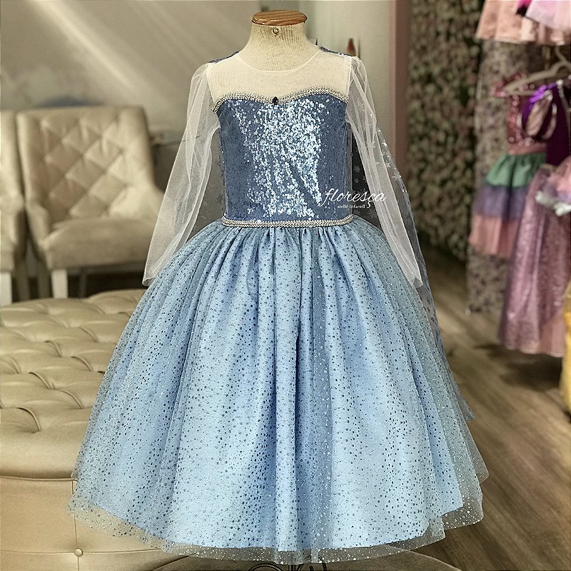 Vestido Infantil Princesa Elsa - Frozen | Floresça Ateliê - Floresça ...