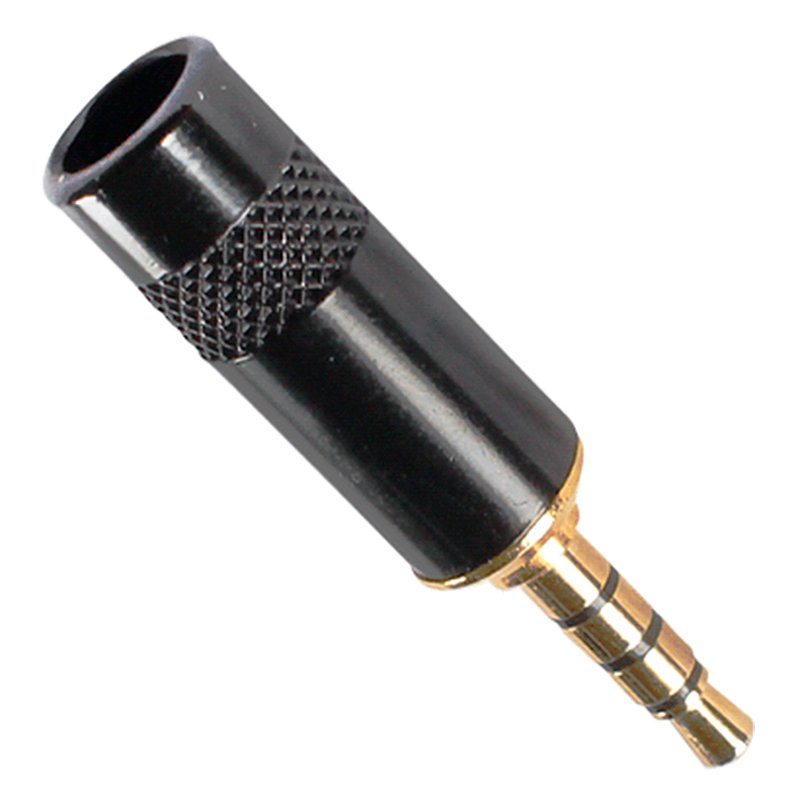 Conector Plug P3 TRRS 4 polos cabo 4,5mm bucha preta - Mix Visão