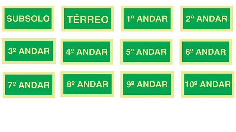 PLACAS FOTOLUMINESCENTES NUMERAÇÃO DE ANDAR - Lojaexatta